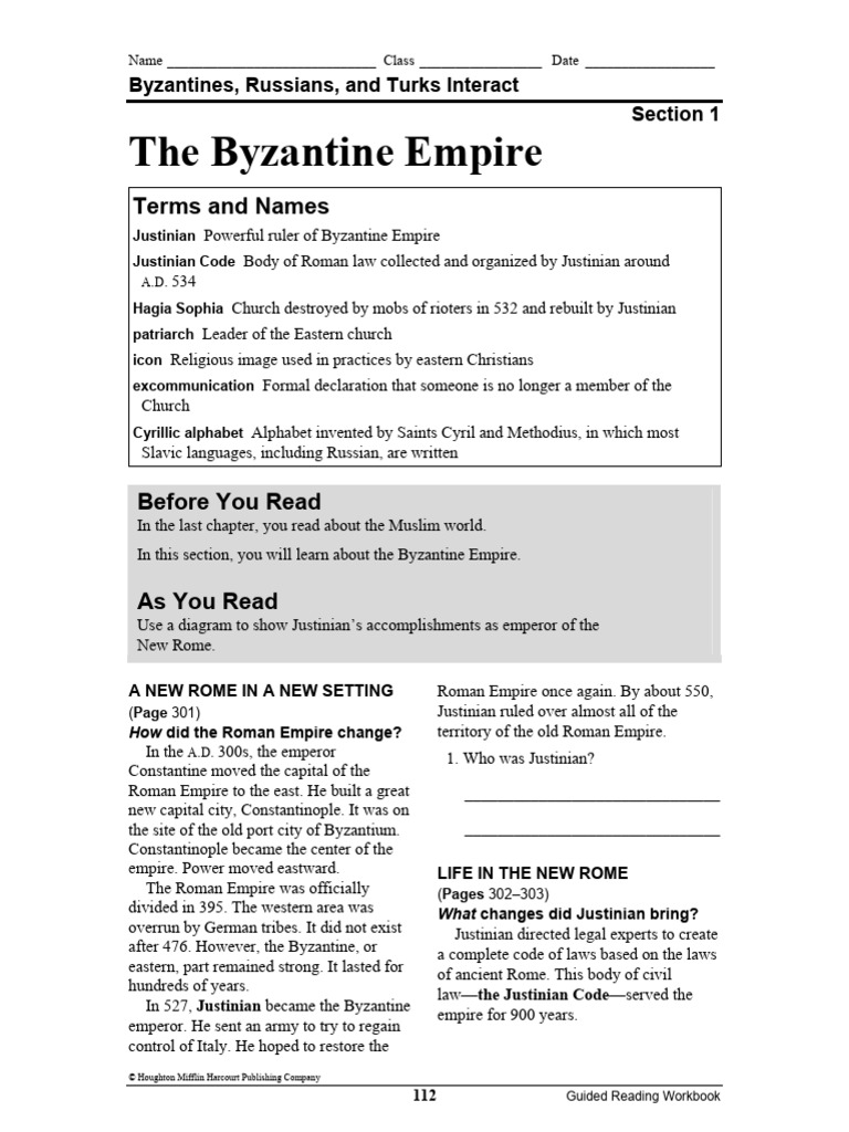 CH11 Sec1 Byzantine Empire | PDF | Byzantine Empire | Justinian I
