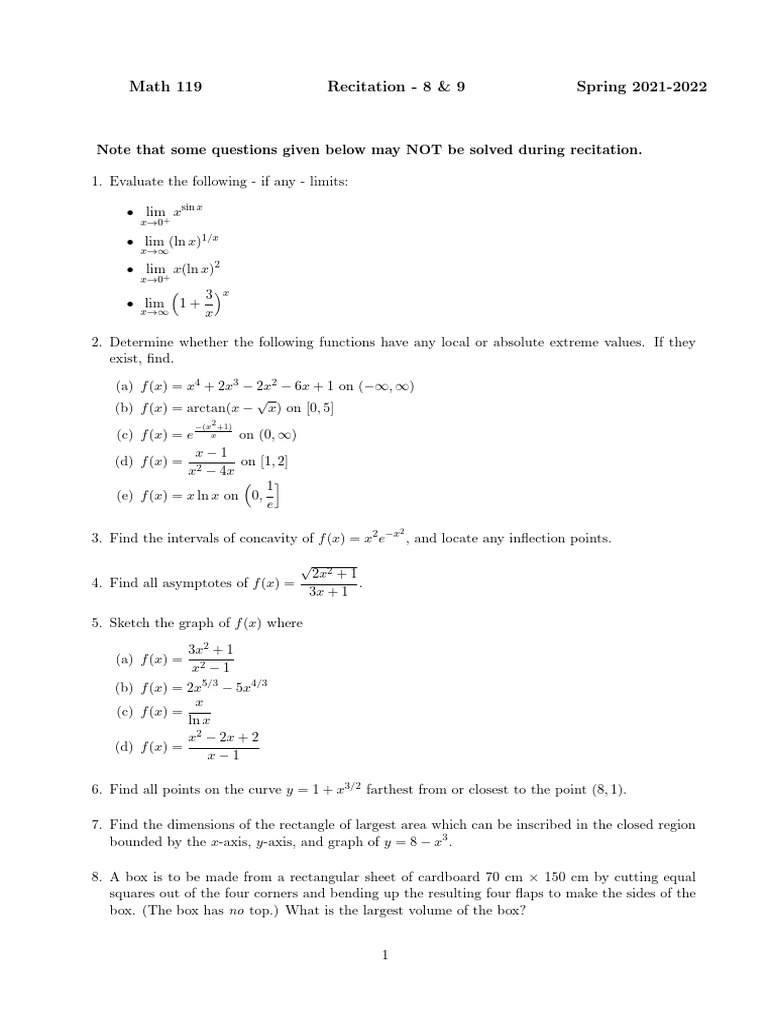 Recitation - Week - 8 9 | PDF | Mathematical Relations | Mathematical Concepts