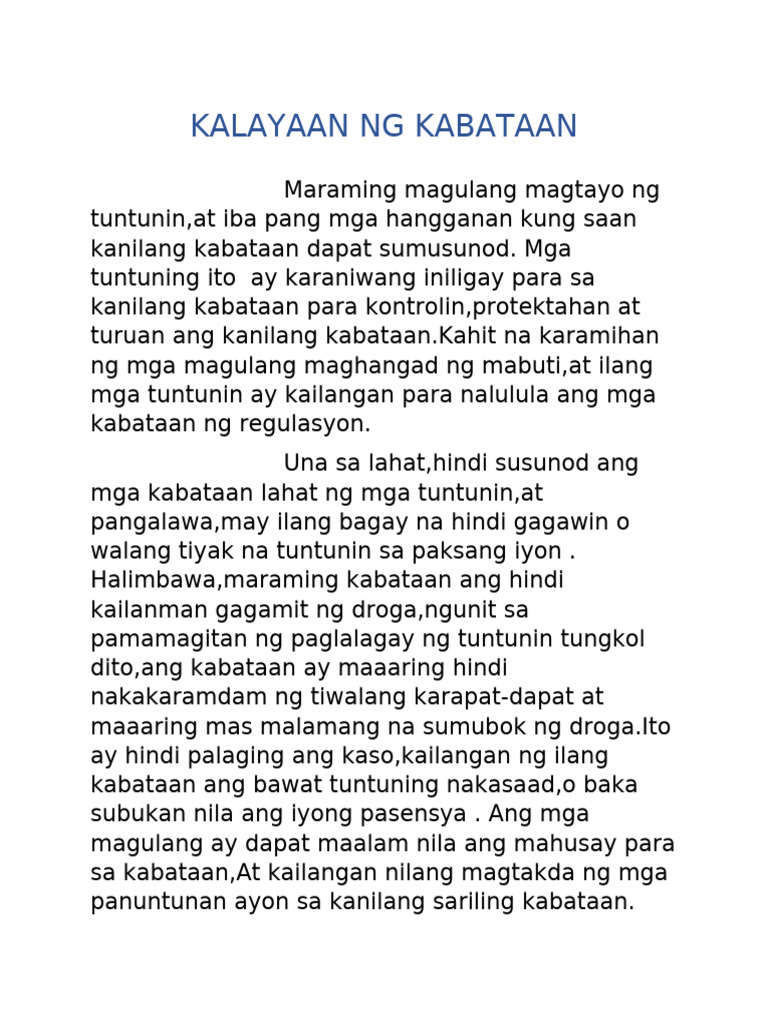 KALAYAAN NG KABATAAN | PDF
