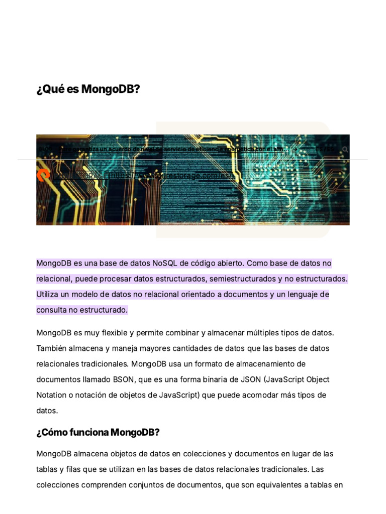 ¿Qué Es MongoDB y Cómo Funciona - Pure Storage | PDF | Mongo Db | Mi sql