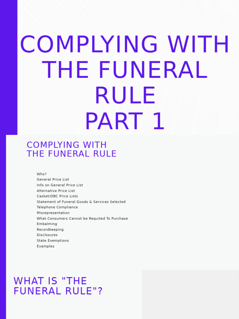 Complying With The Funeral Rule Part 1 | PDF | Traditions | Cultural ...