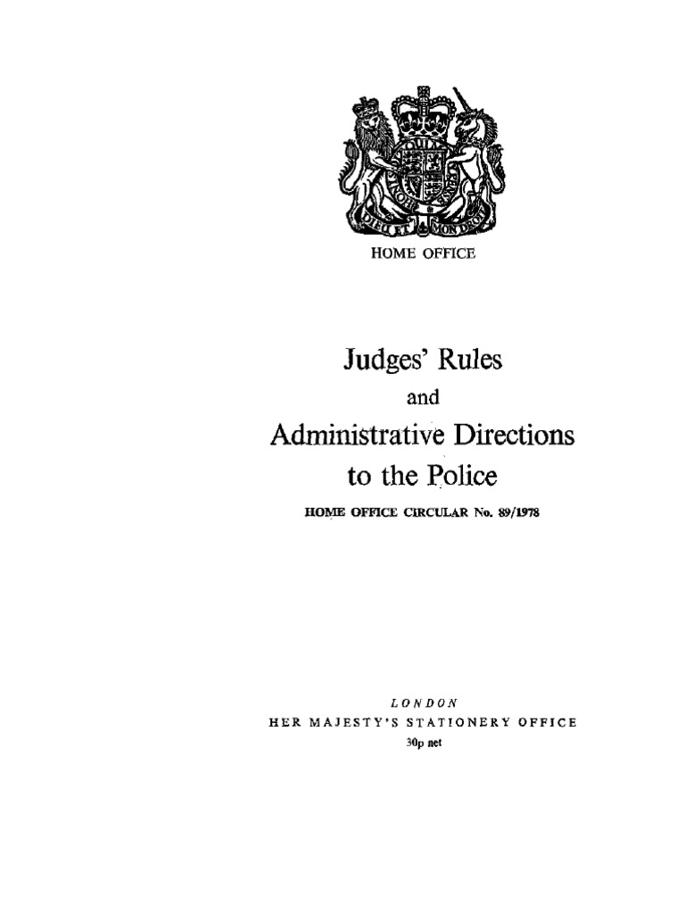Judges' Rules 1978 | PDF