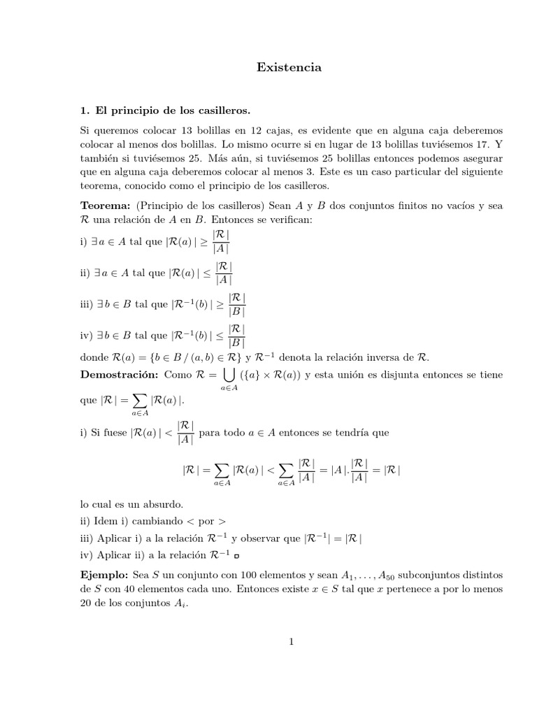 Combinatoria - Existencia | PDF | Conjunto (Matemáticas) | Función monotónica