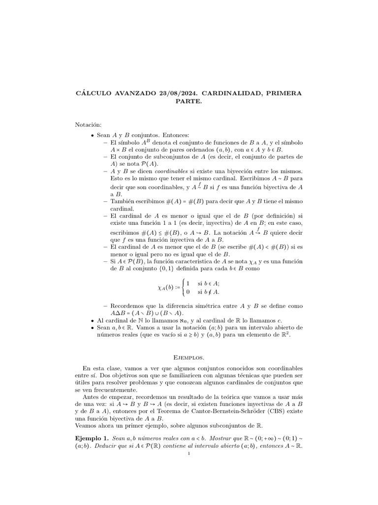 Cardinalidad y Biyecciones en Conjuntos | PDF | Función (Matemáticas ...