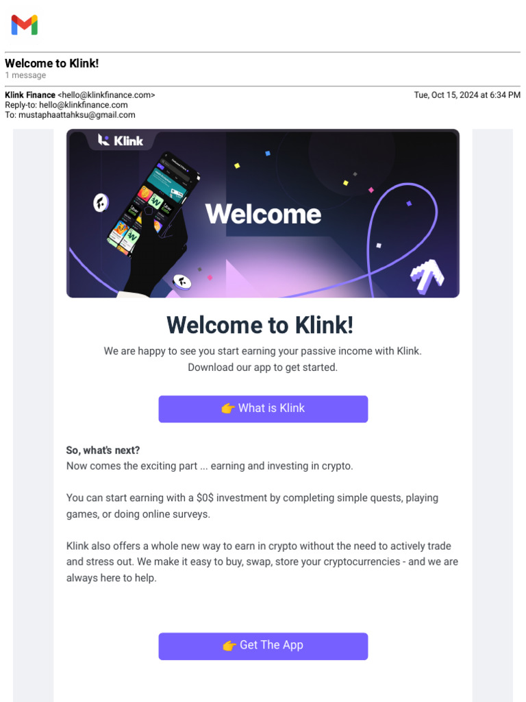 Gmail - Welcome To Klink! | PDF | Business