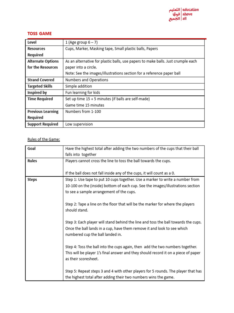 Toss Game | PDF
