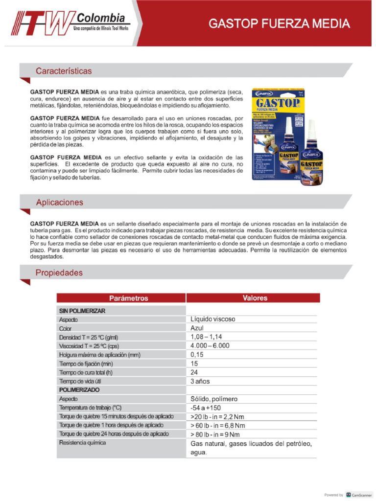 Ficha Tenica Gastop Fuerza Media | PDF