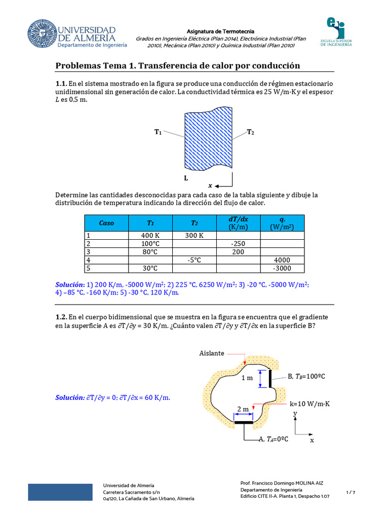 Problemas de Termotecnia: Transferencia de Calor | PDF | Conduccion ...
