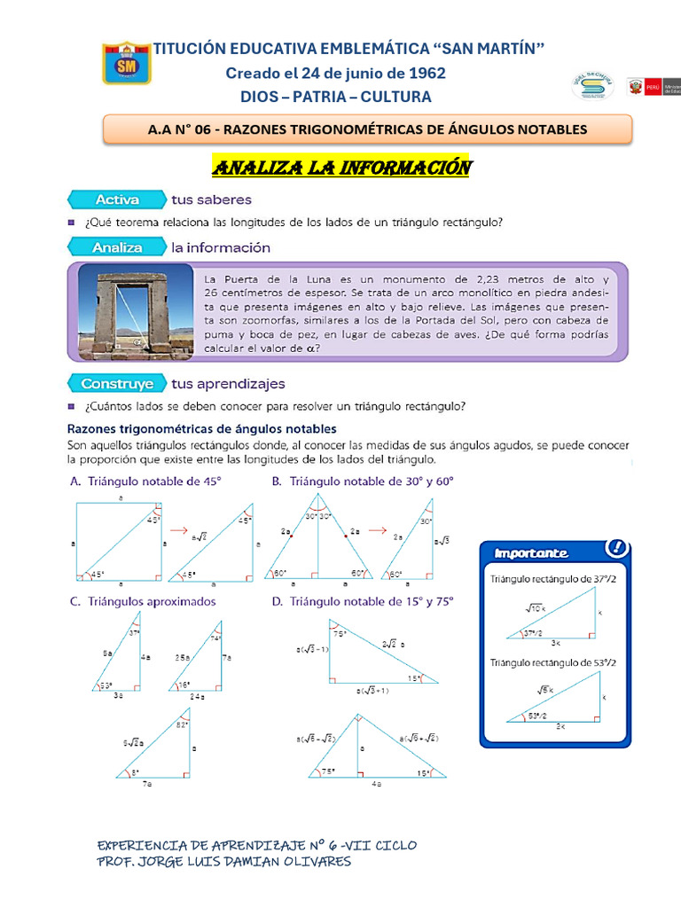 FICHA 3 - R.T Ángulos Notables | PDF