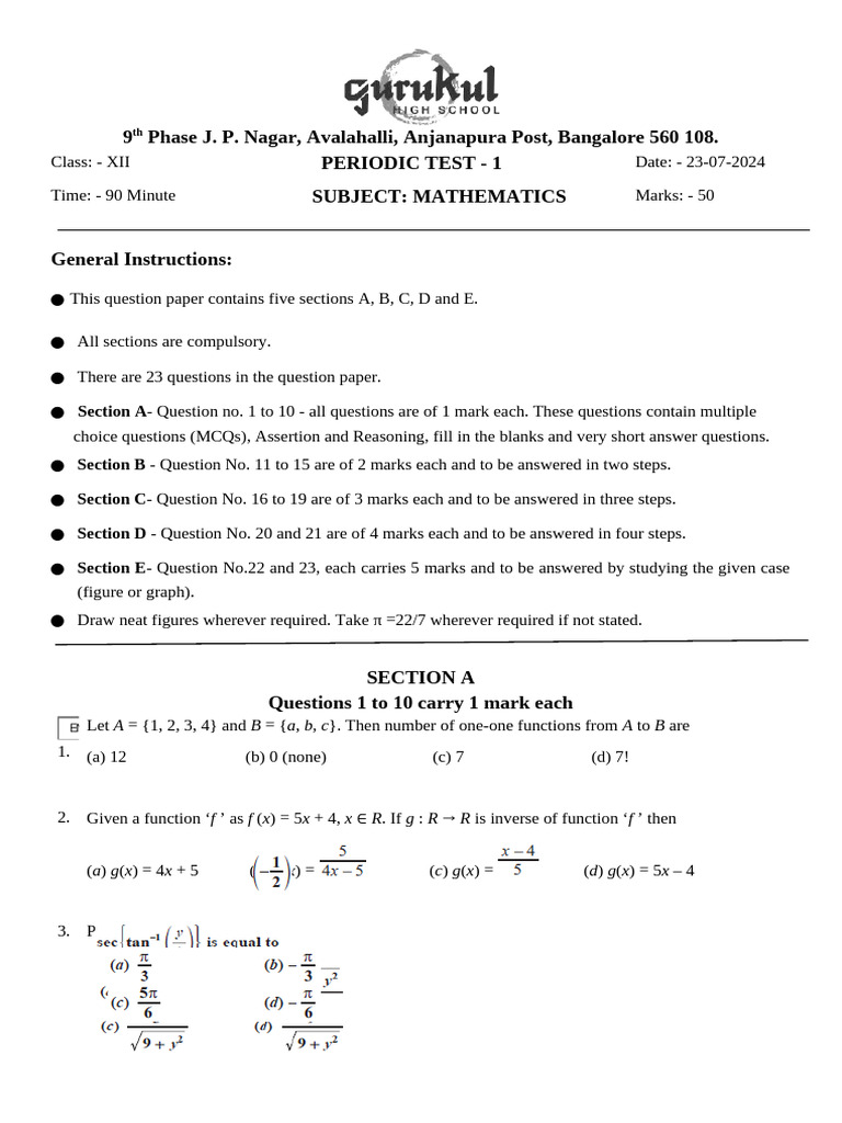 12 Math PT1 | PDF | Determinant | Matrix (Mathematics)