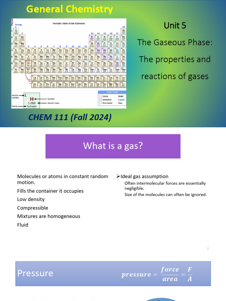 Chem 111 Unit 5 Fall 2024 Updated Pdf Gases Mole Unit