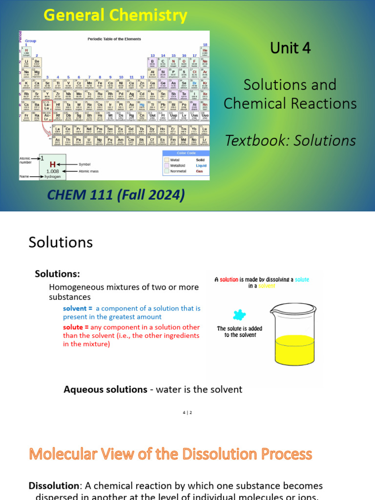CHEM 111 Unit 4 Fall 2024 - Updated | PDF | Redox | Electrolyte