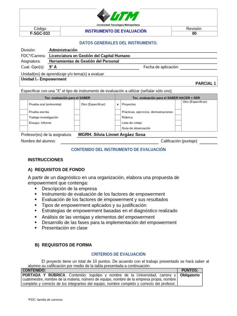 I.e.1.proyecto U1 (Saber Hacer - Ser) | PDF | Evaluación | Toma de decisiones