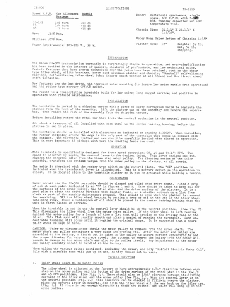 Gates CB-500 TurnTable 11 X 17 | PDF
