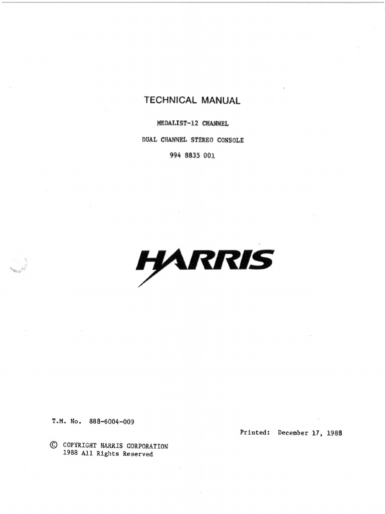 Harris Medalist 12 Audio Console Manual.2pdf | PDF