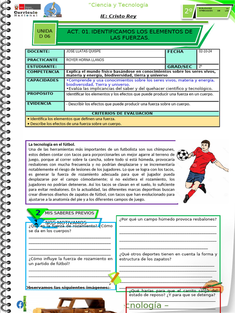 A-2º Act 1 Cyt Unid 6 - Sem 1 | PDF | Fuerza | Ciencias fisicas