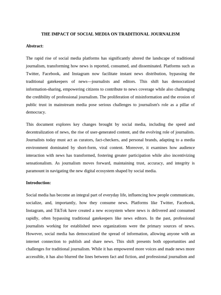 Social Media's Impact on Journalism | PDF | Social Media | Popular ...