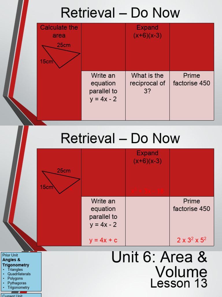 Lesson 13 - Equations of Perpendicular Lines | PDF | Area | Circle