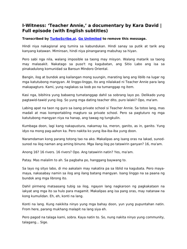 I-Witness - Teacher Annie,' A Documentary by Kara David - Full Episode ...