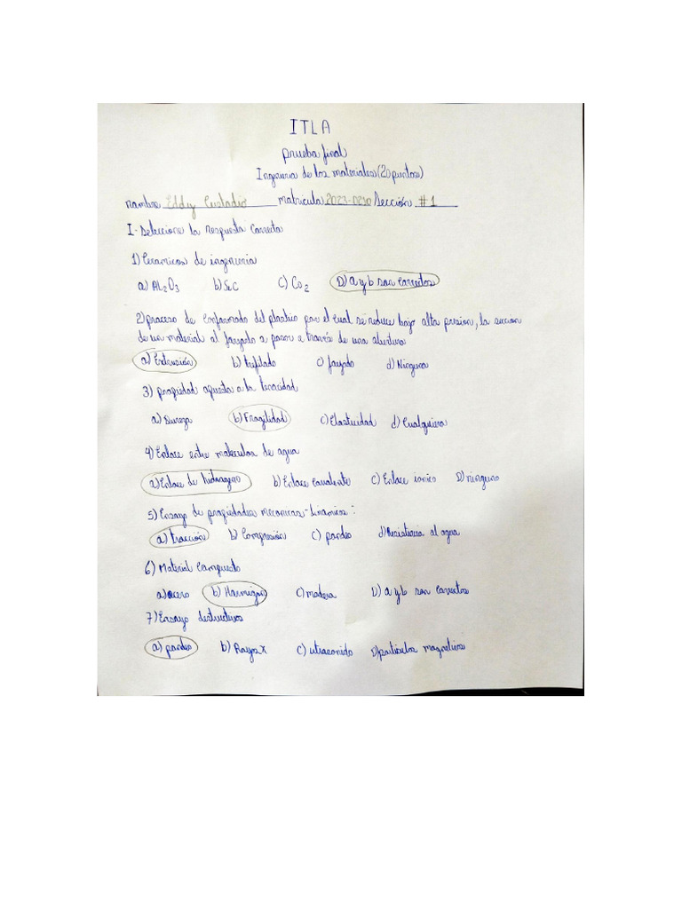 Examen Final Ing de Los Materiales | PDF Examen Final Ing de Los Materiales | PDF