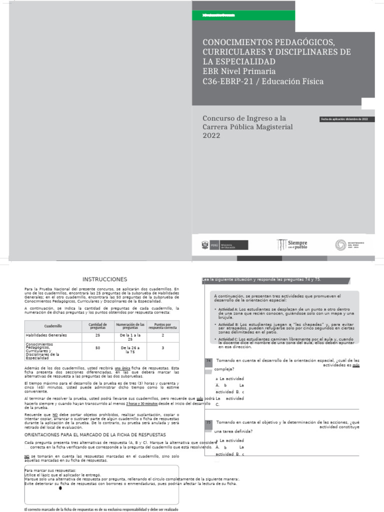 Prueba EBR Primaria: Educación Física | PDF | Articulación | Respiración