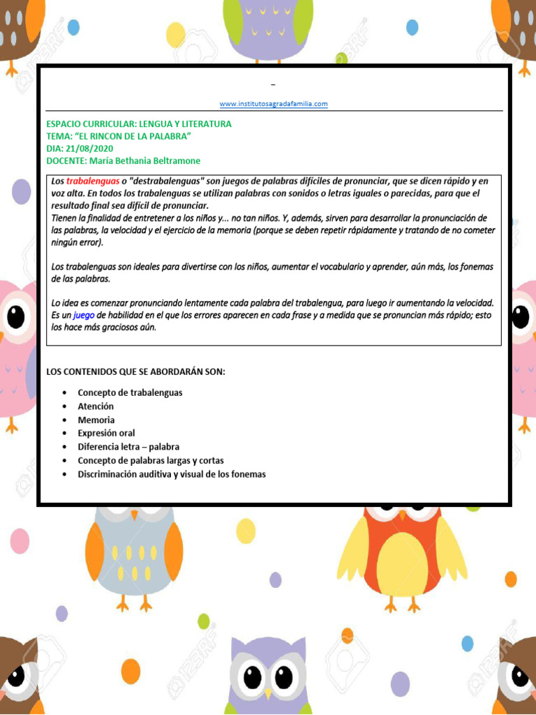 Actividad Trabalenguas | PDF | Lingüística