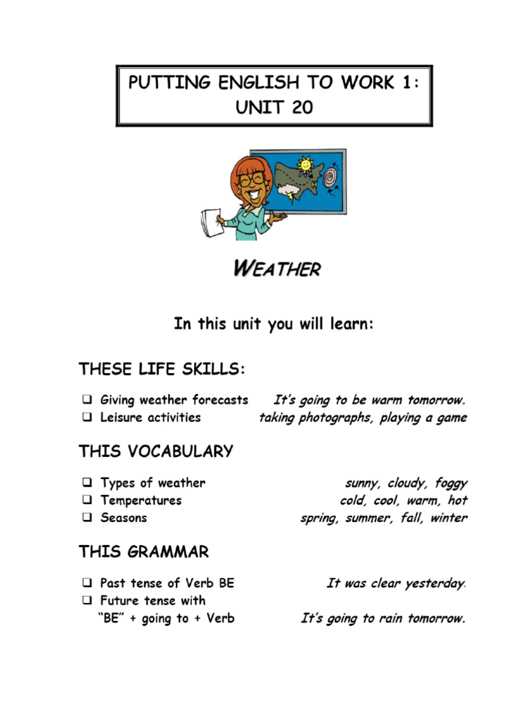 Putting English To Work 1 - Unit 20 - The Weather | PDF