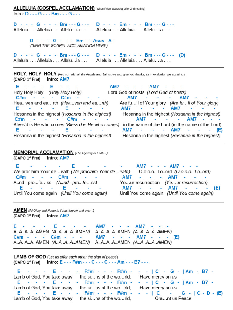 Holy, Holy, Holy Memorial Acclamation & Amen, Lamb of God | PDF ...