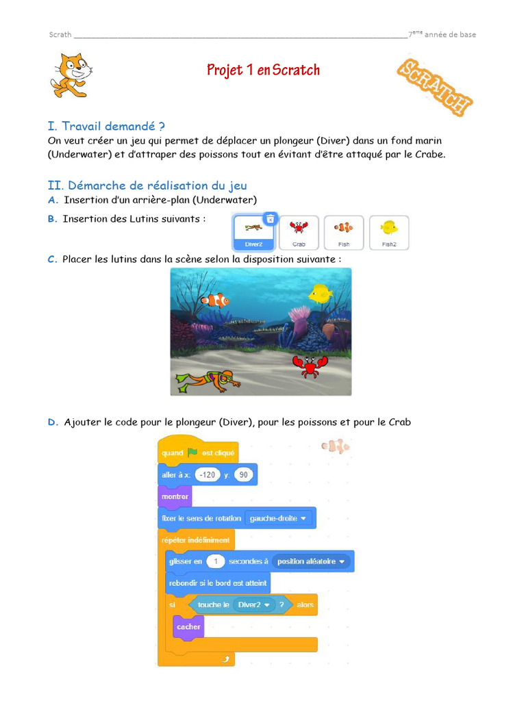 Création d'un jeu Scratch sous-marin | PDF