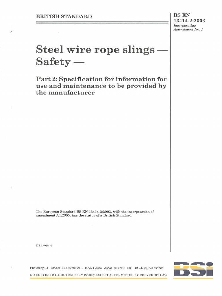 Steel Wire Rope Slings - Safety - Part 2 | PDF