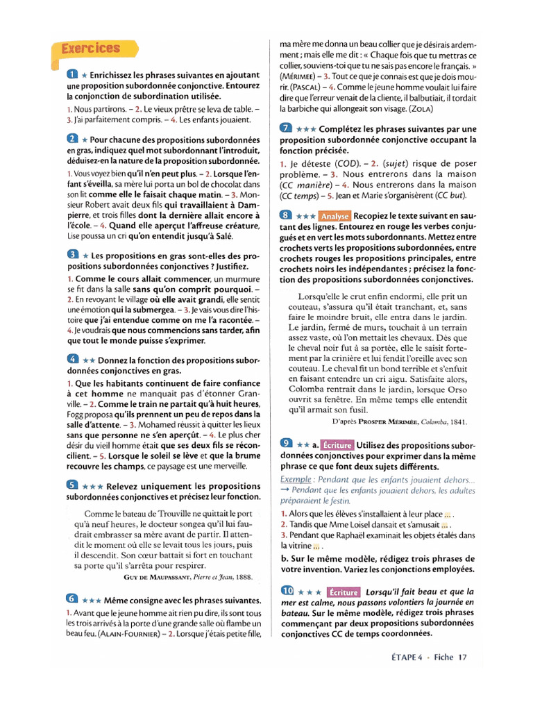 Fonctions des propositions subordonnées | PDF | Clause | Mécanique du ...