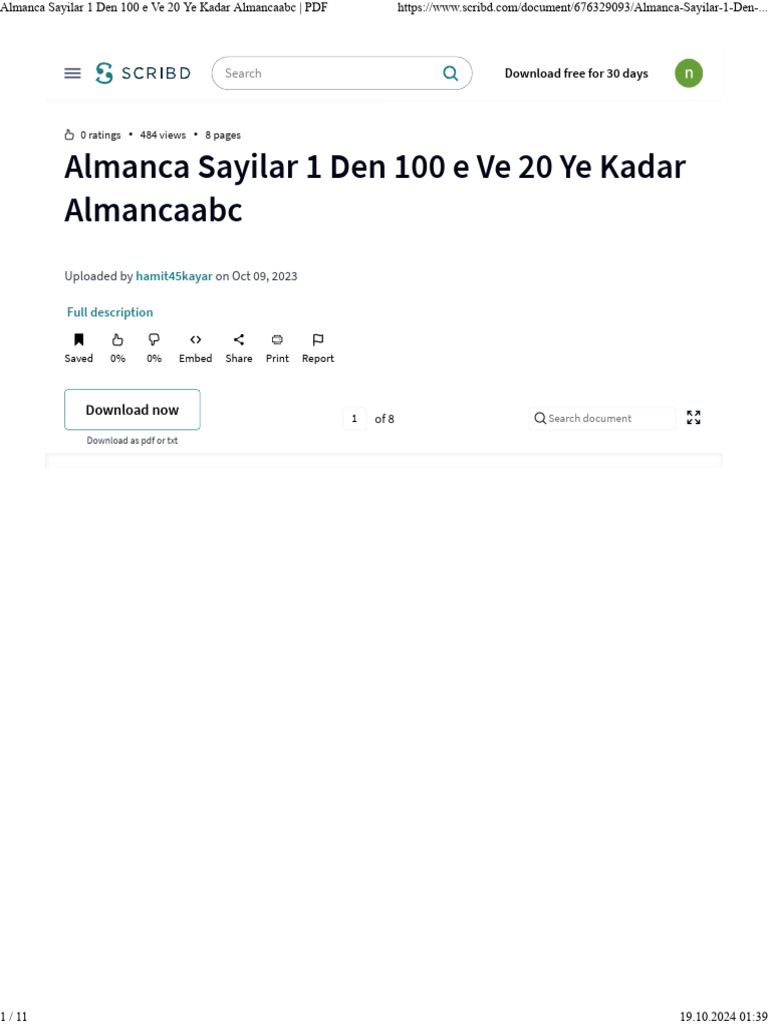 Almanca Sayilar | PDF | Scribd | Social Information Processing