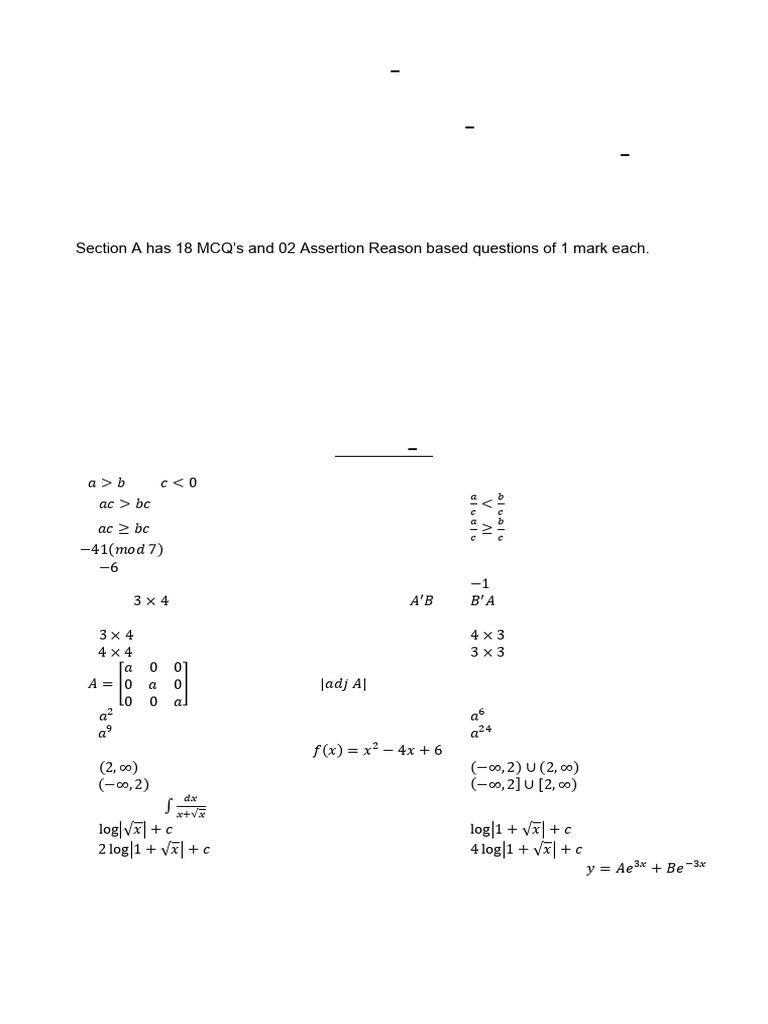 Preboard Exam (XII) Applied Math 23-24 | PDF | Qualifications | Educational Assessment And ...