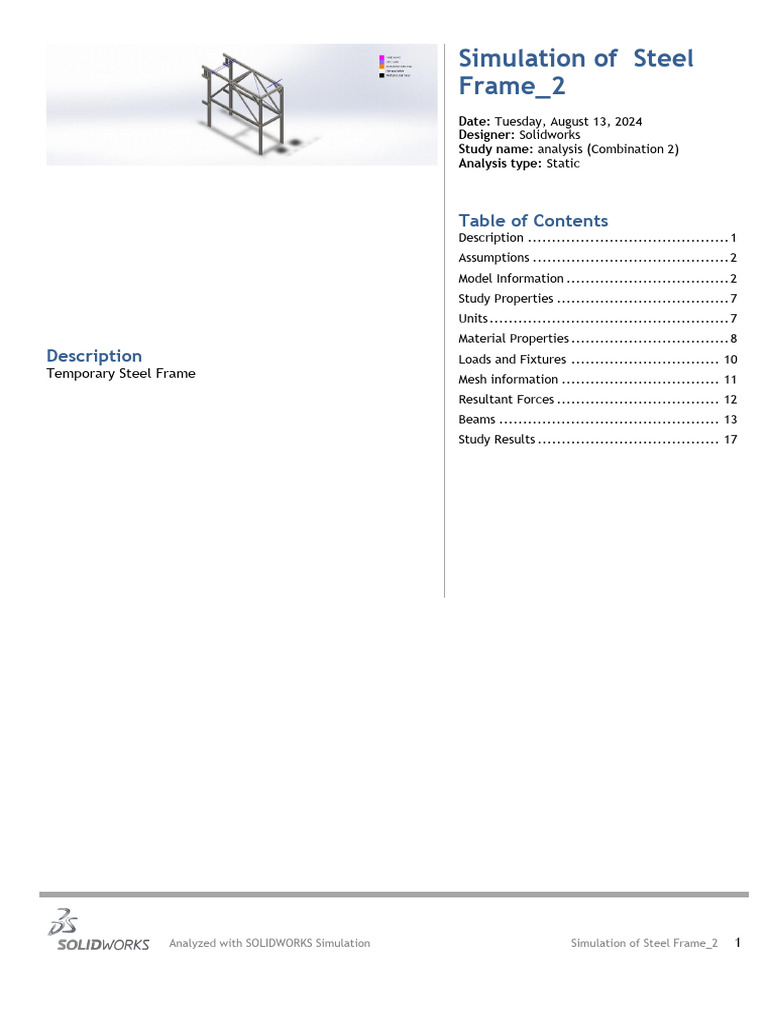 Temporary Steel Frame | PDF | Beam (Structure) | Young's Modulus