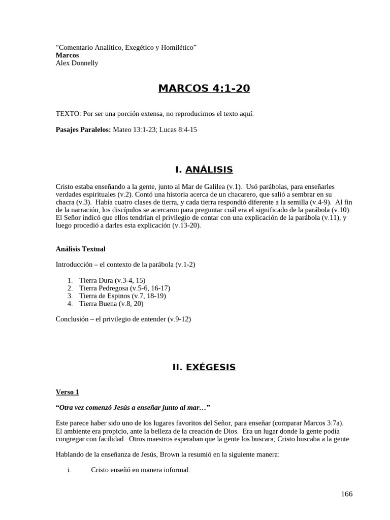 Marcos 4 (1-20) | PDF | Jesús | Parábolas de Jesús