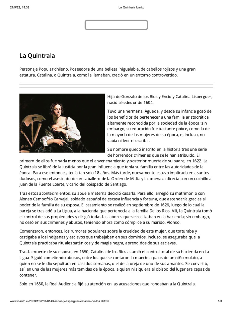 La Quintrala: Leyenda de Crueldad | PDF