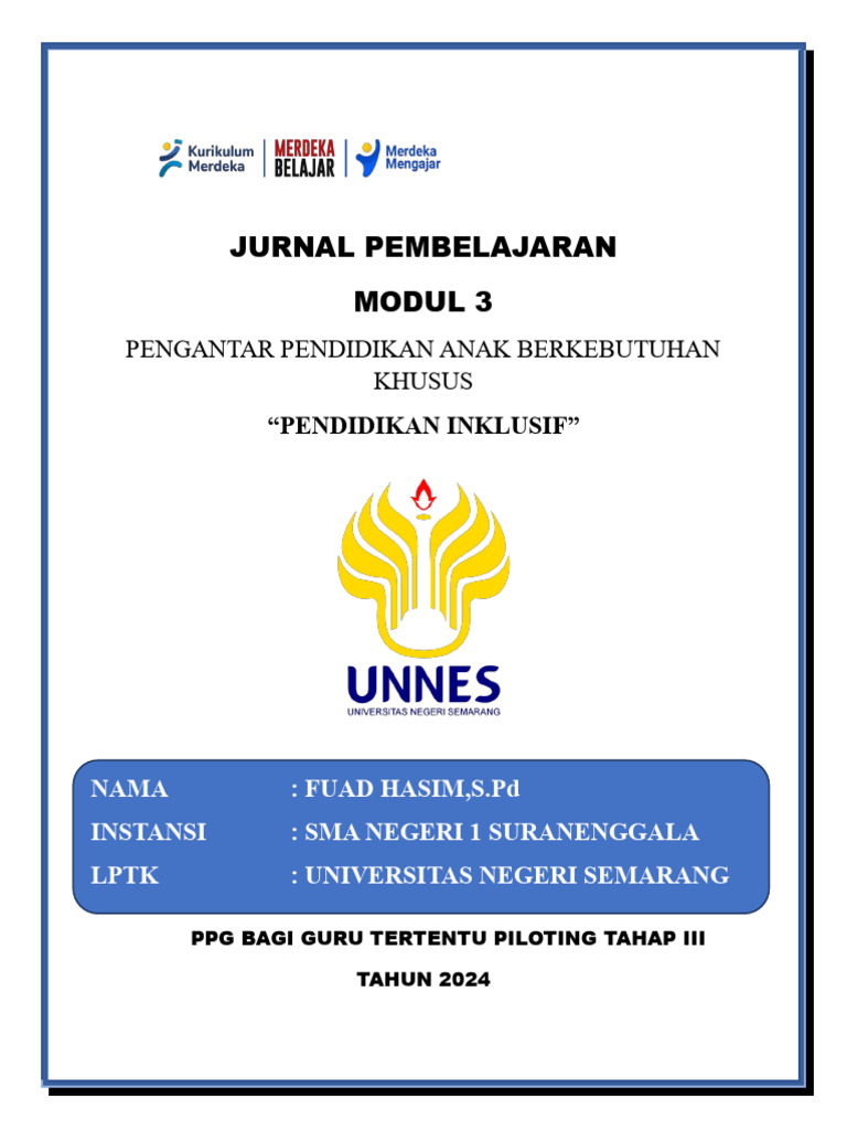 Jurnal Pembelajaran Modul 3 Fuad Hasim, S.PD (Autorecovered) | PDF