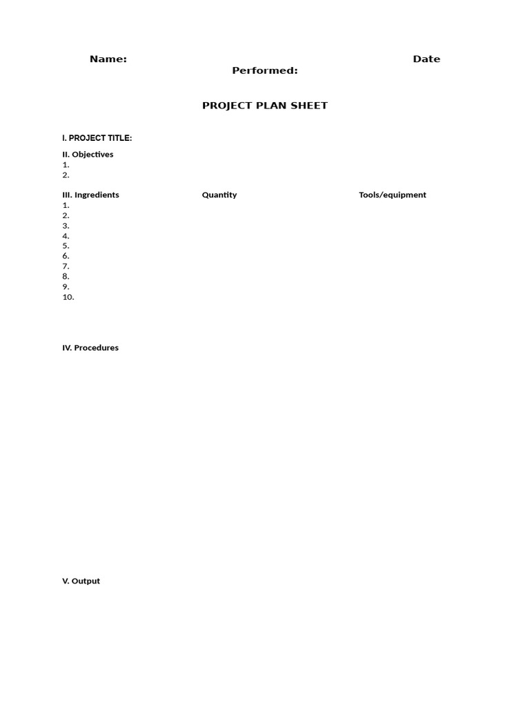 Project Plan Sheet | PDF Project Plan Sheet | PDF
