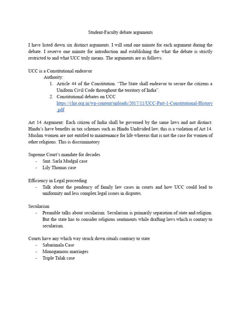 Student-Faculty Debate Arguments | PDF