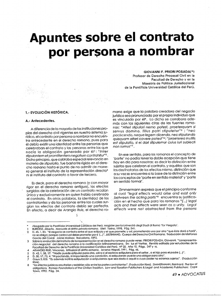 Contrato Por Persona A Nombrar - Priori | PDF