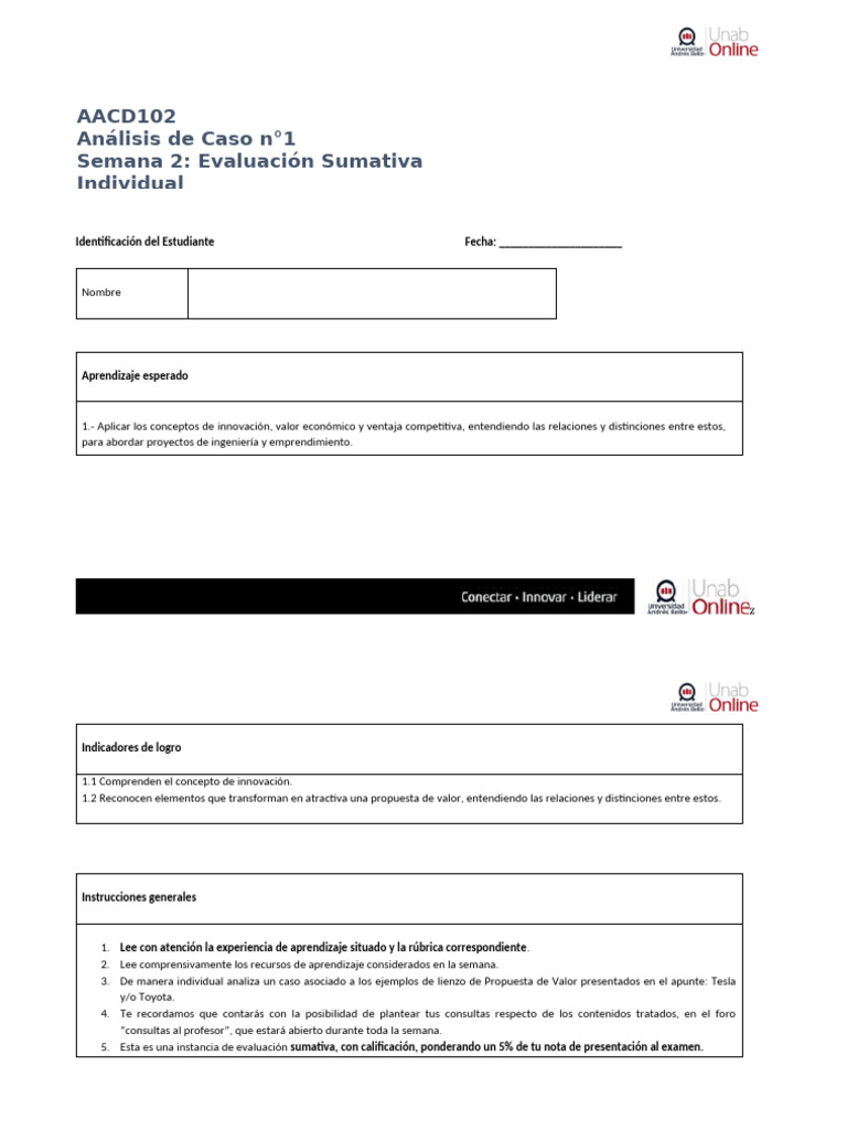 Aacd102 s2 Entregable Editable 2024 | PDF | Evaluación