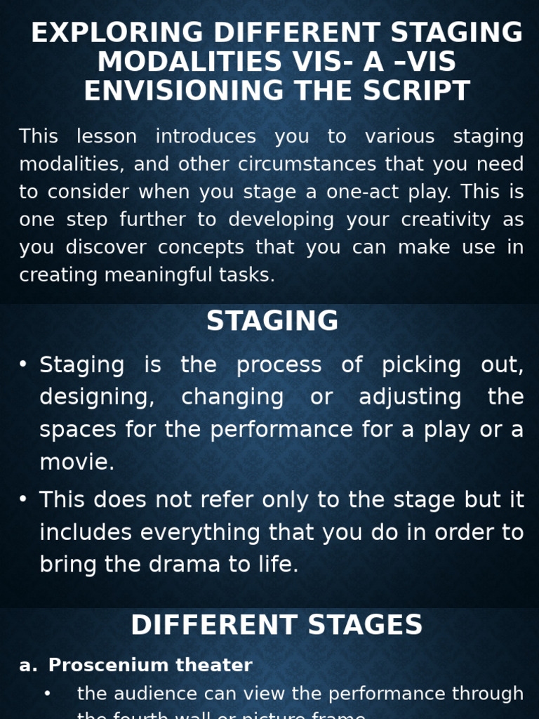 Exploring Different Staging Modalities Vis - A - Vis | PDF | Home ...