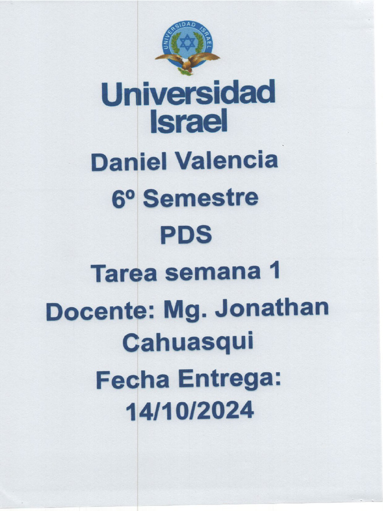 Daniel Valencia-PDS-6to Nivel-Tarea 1-Semana 1 | PDF