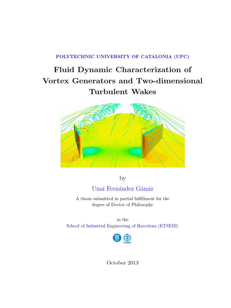 Fluid Dynamic Characterization of Vortex Generators and Two-Dimensional Turebulent Wakes | PDF ...
