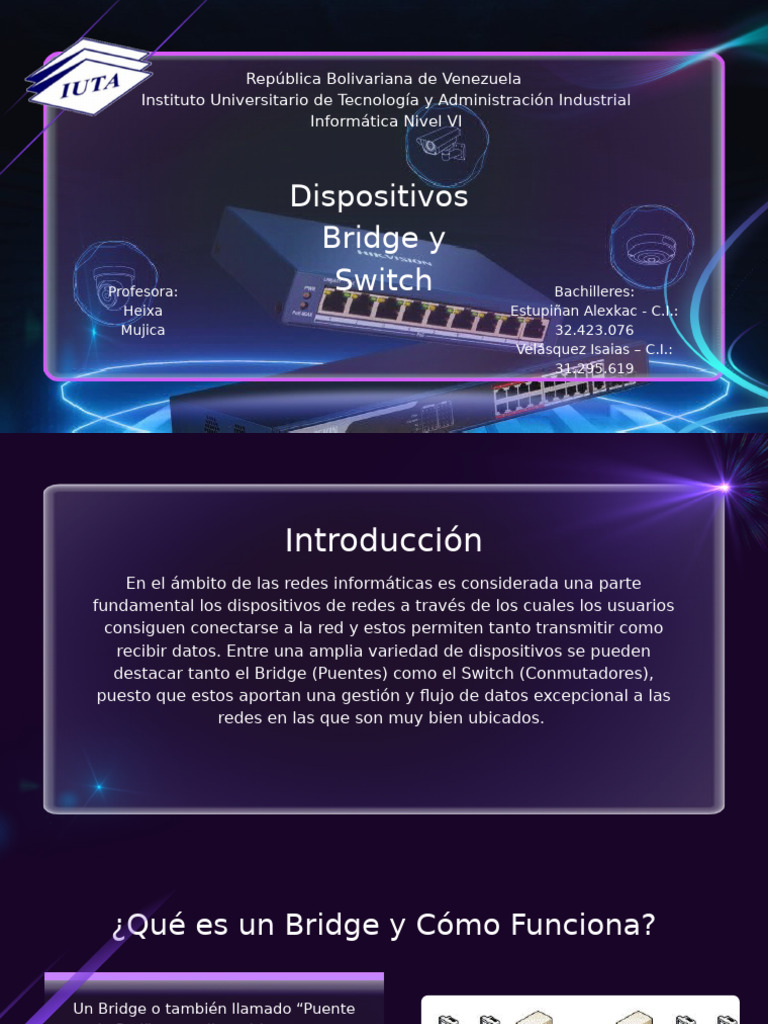 Presentación Dispositivos Bridge y Switch (Grupo 7) | PDF | Conmutador ...