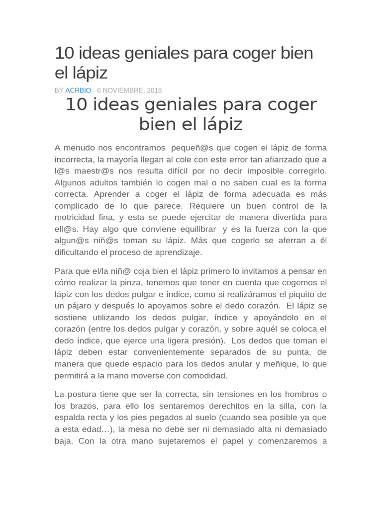 10 Ideas Geniales para Coger Bien El Lápiz | PDF | Hogar, jardinería y ...