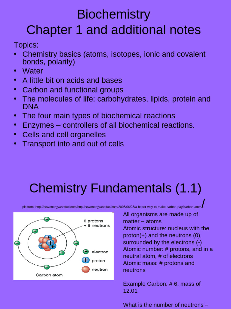 Biochemistry Basics: Atoms to Reactions | PDF | Chemical Polarity ...