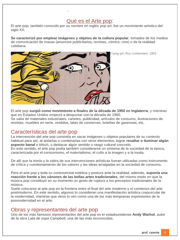 Qué Es El Arte Pop | PDF | Educación en artes liberales | Las artes