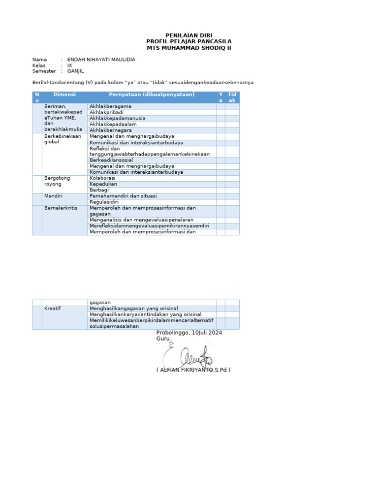 Contoh Rancangan Asesmen Formatif Dan Sumatif | PDF
