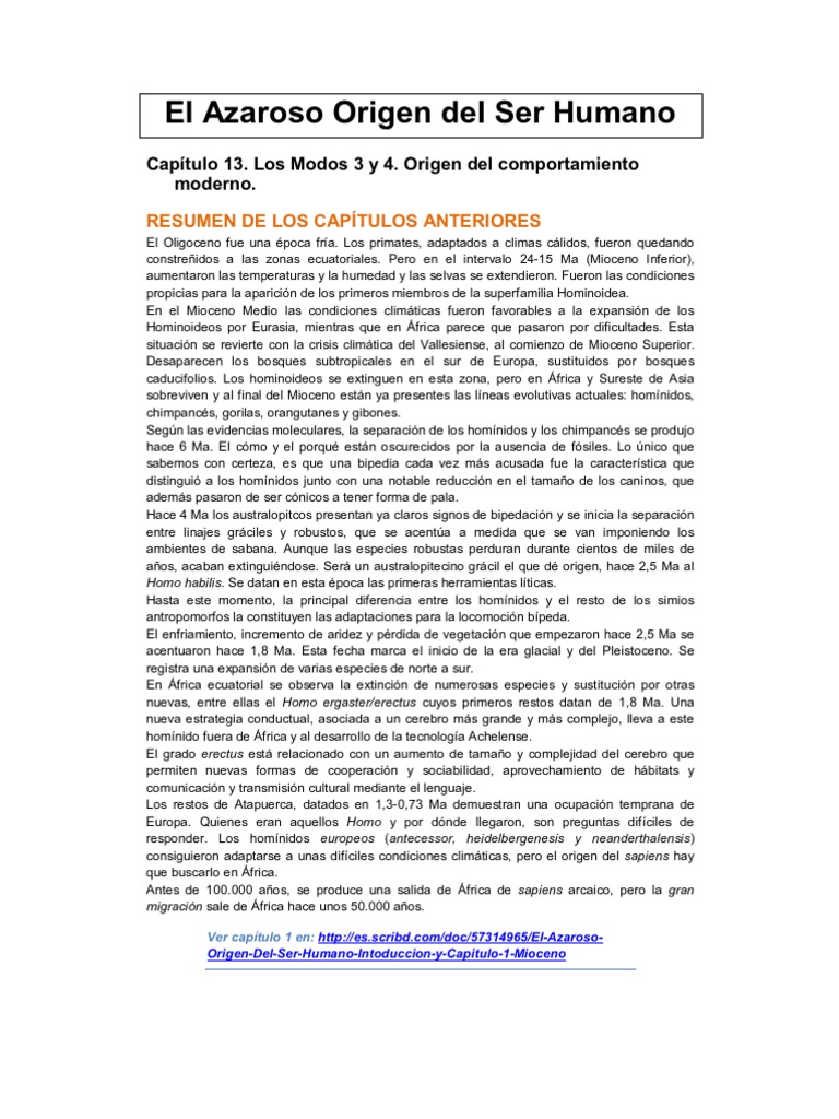 El Azaroso Origen Del Ser Humano. Capítulo 13. Modos 3 y 4. Origen de ...